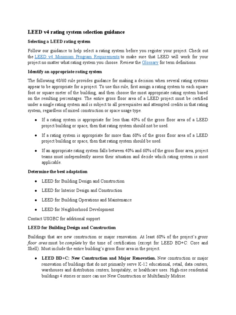 LEED v4 Rating System Selection Guidance | Download Free PDF ...