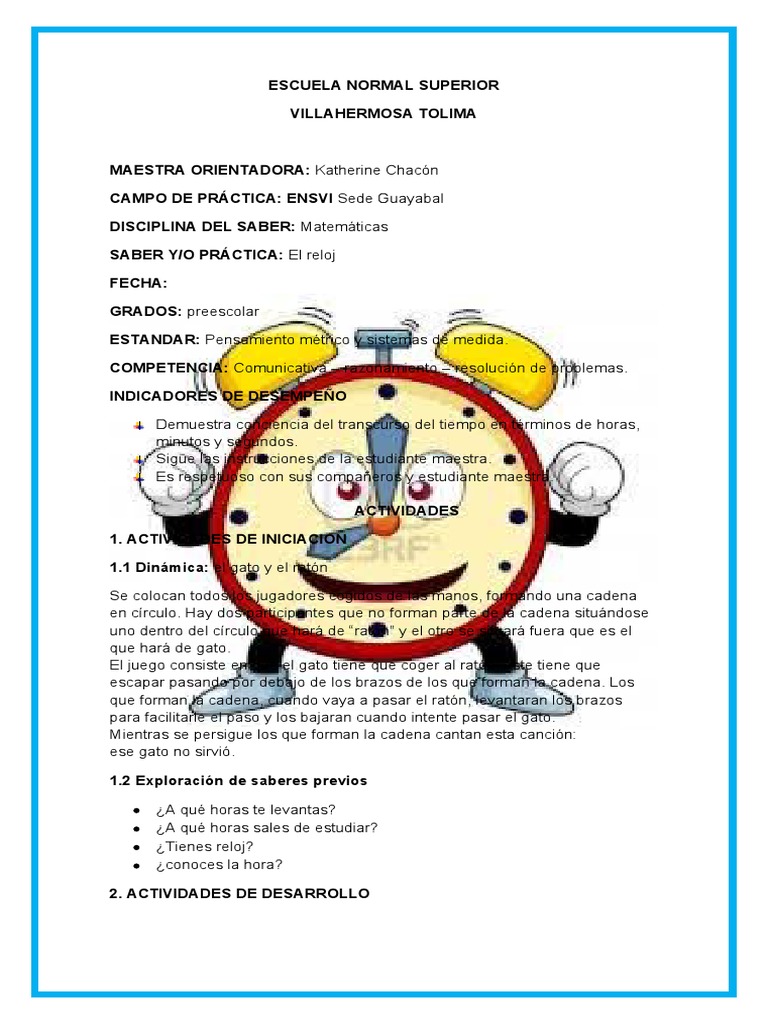 Refuerzo Matemáticas Tema: El Reloj | PDF | Métodos y materiales de ...