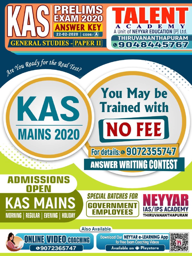 KAS Exam Paper 2 Answer Key Question Code A | PDF