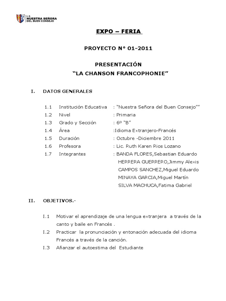 Proyecto de Expo feria2.doc | Aprendizaje