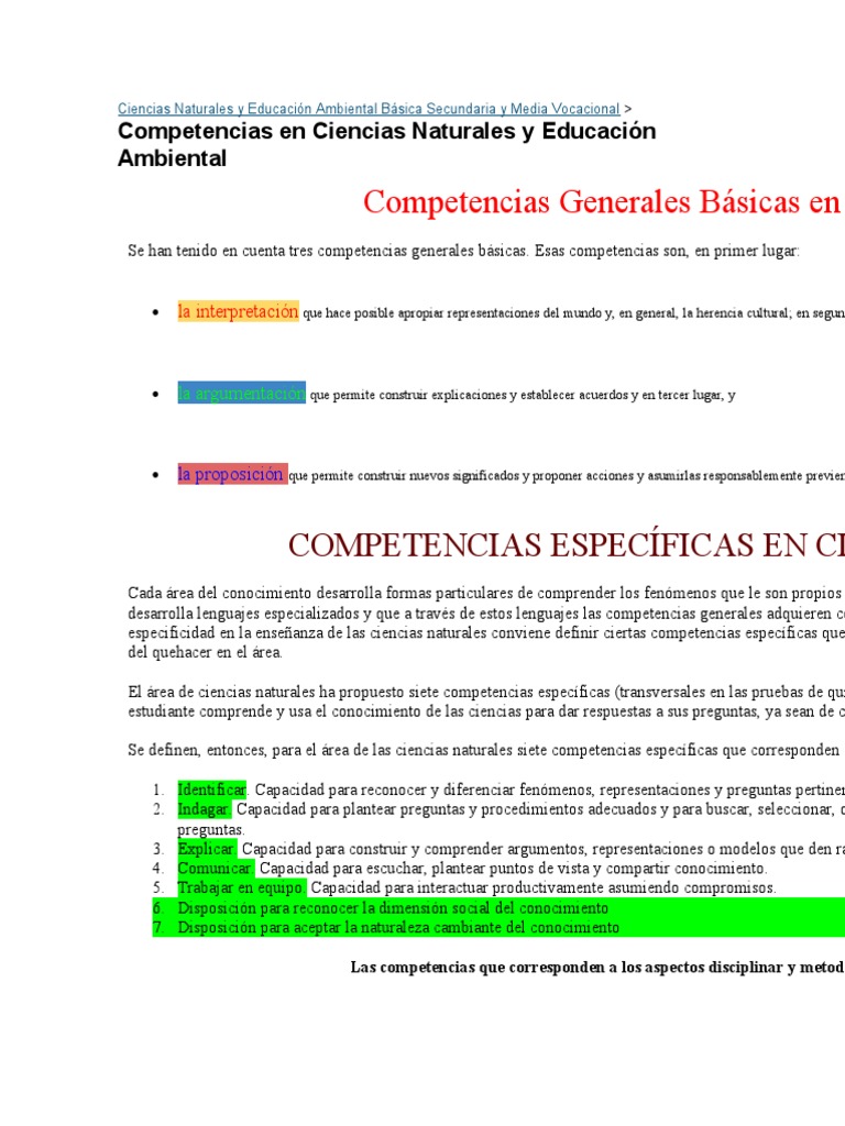 Ciencias Naturales Competencias Fundamentales | PDF | Biología Celular) | Organismos