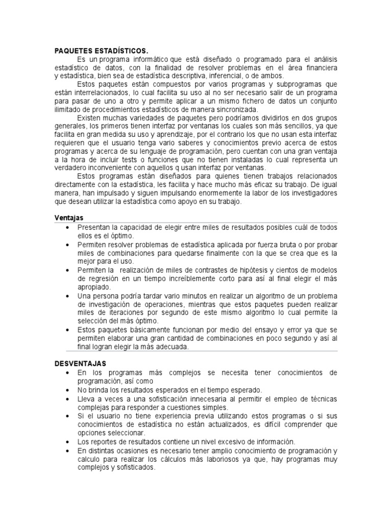 Paquete Estadístico | PDF | Spss | Estadísticas