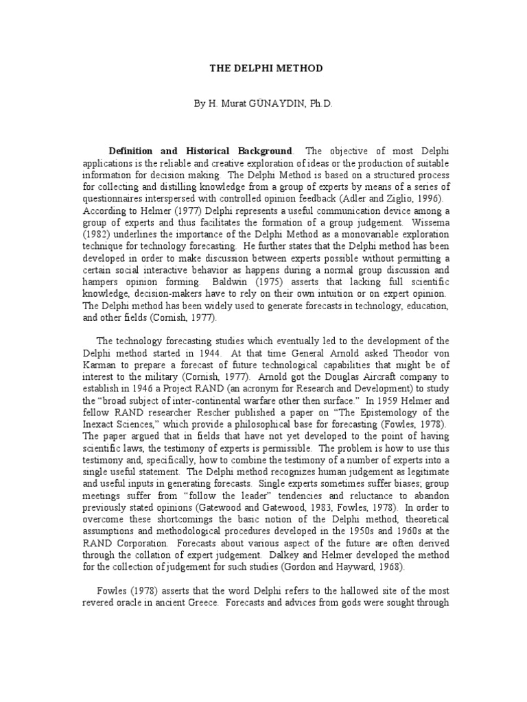 The Delphi Method | PDF | Forecasting | Science And Technology