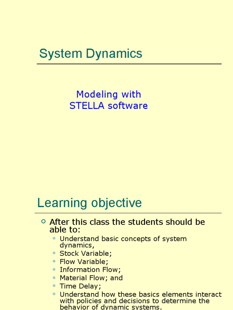 System Dynamics Modeling With Stella Software Pdf Systems Science System 