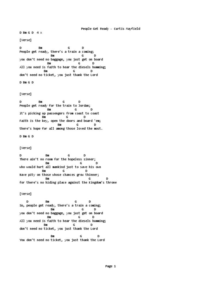 People Get Ready Guitar Chords