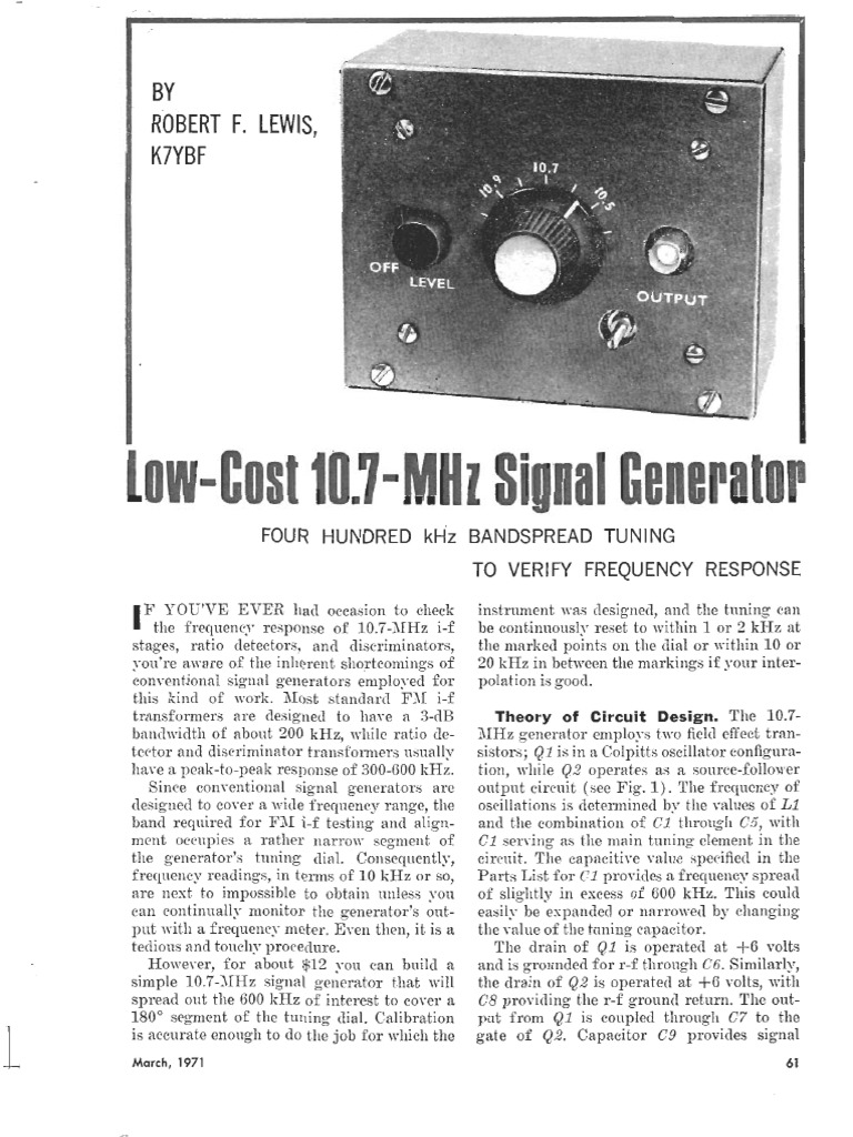 10.7MHz Signal Generator | PDF