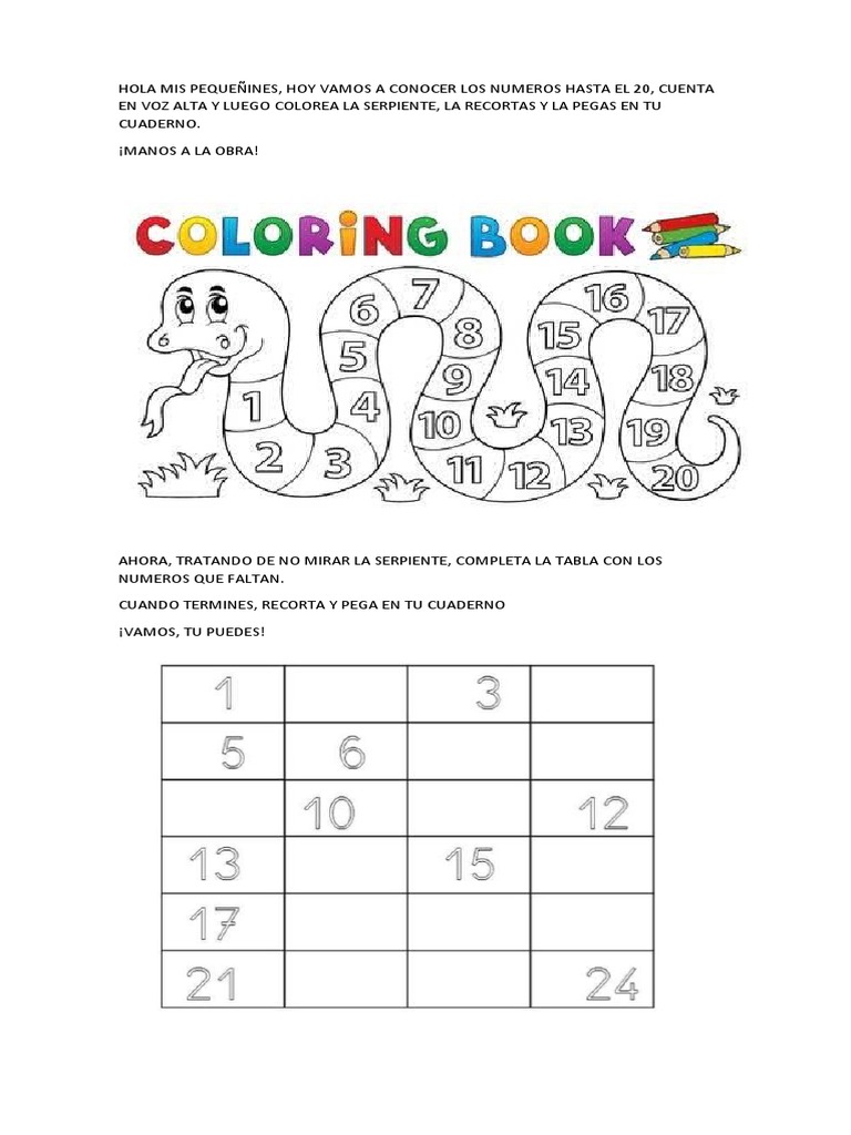 Tarea Numeros Hasta El 20 | PDF