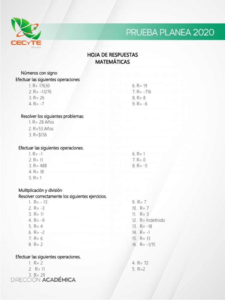 Hojas de Respuestas PLANEA 2020 | PDF | Objetos geométricos | Triángulo