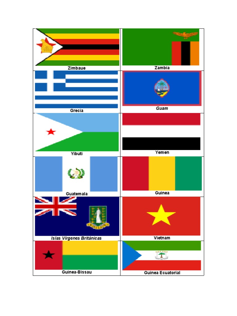Banderas De Paises Para Imprimir Con Nombres