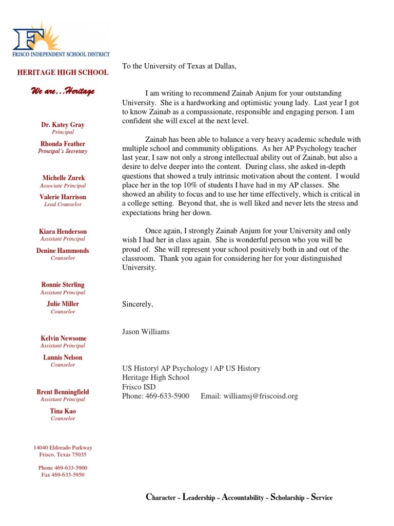 Anjum Zainab-Utd Letter of Recommendation | PDF | Behavior Modification ...