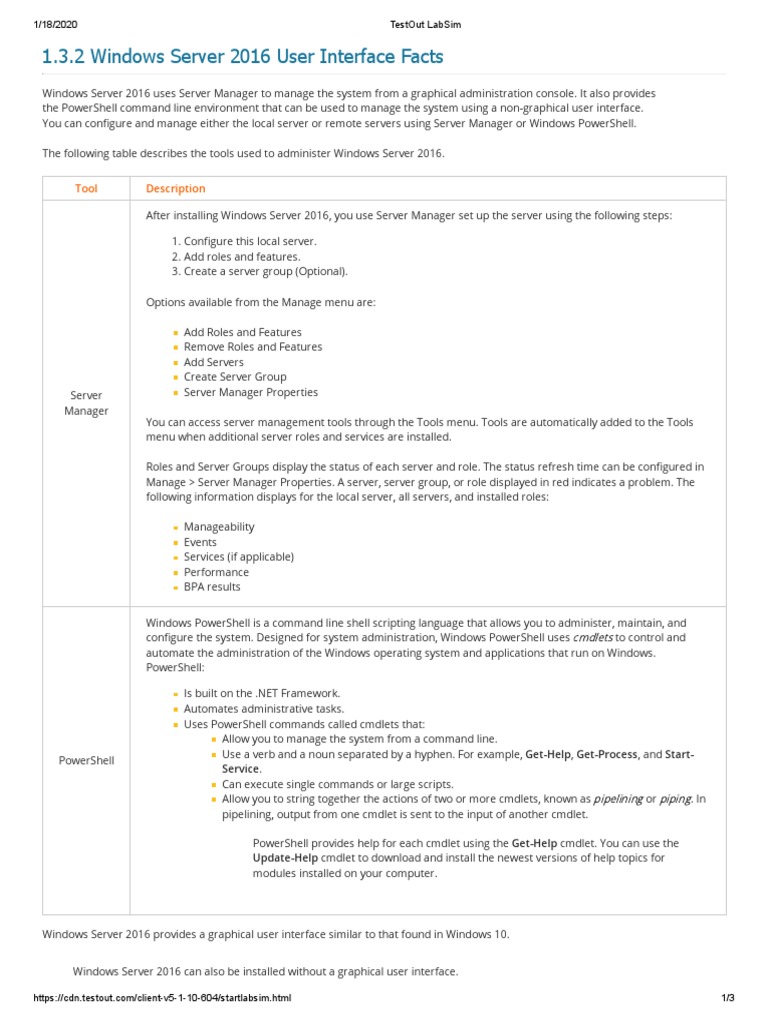 Windows Server 2016 Interface Overview | PDF | Graphical User ...