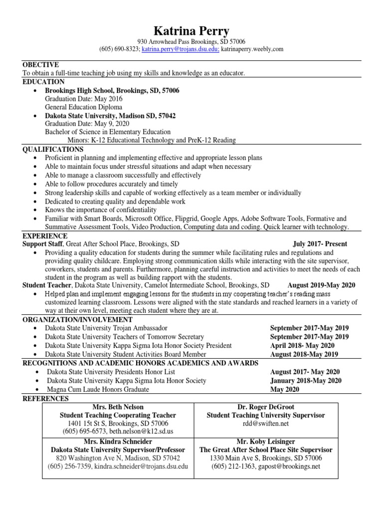 Katrina Perry - Resume | PDF | Teachers | Behavior Modification