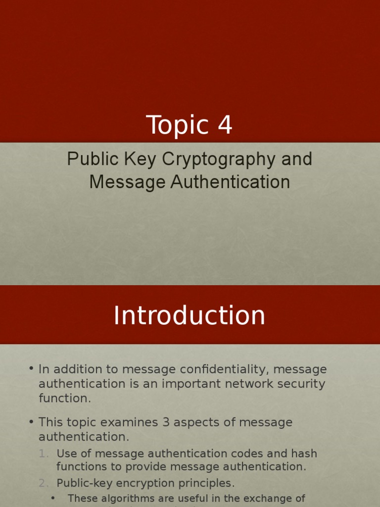 Public Key Crypto and Message Authentication | PDF | Cryptography | Public Key Cryptography
