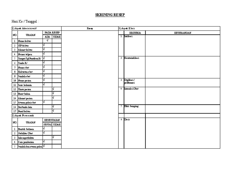 Form Skrining Resep Asli | PDF