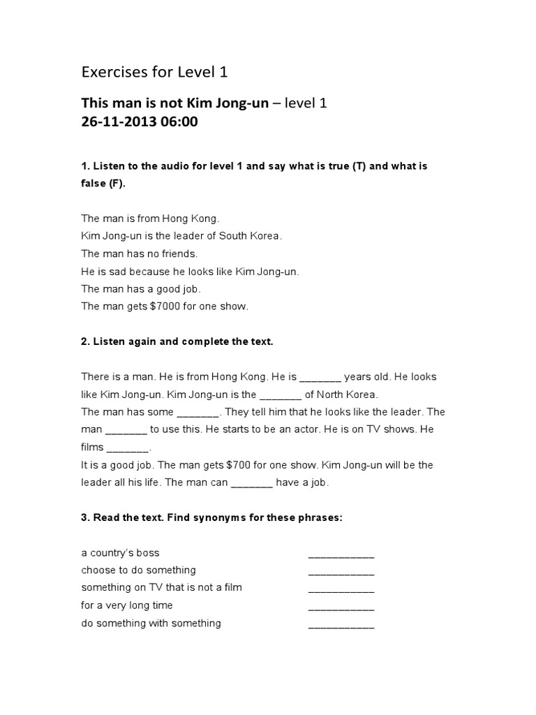ExL1 - 031213 This Man Is Not Kim Jong Un | PDF | Kim Jong Un | North Korea