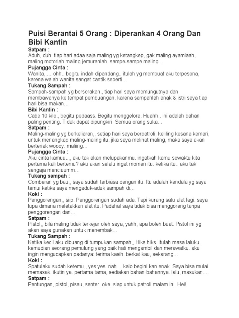 Puisi Berantai 5 Orang Pdf