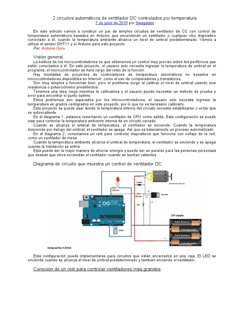 Dos circuitos automáticos de ventilador DC controlados por temperatura ...