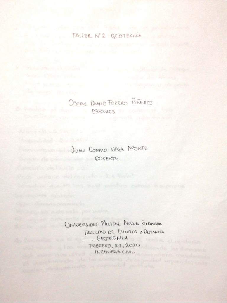 Taller 2 Geotecnia Oscar Forero | PDF