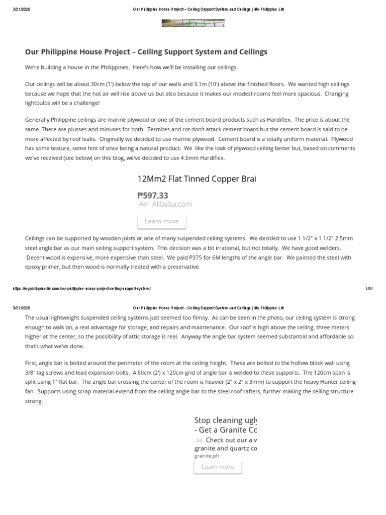 Ceiling Support System with Angle Bars | PDF | Drywall | Ceiling