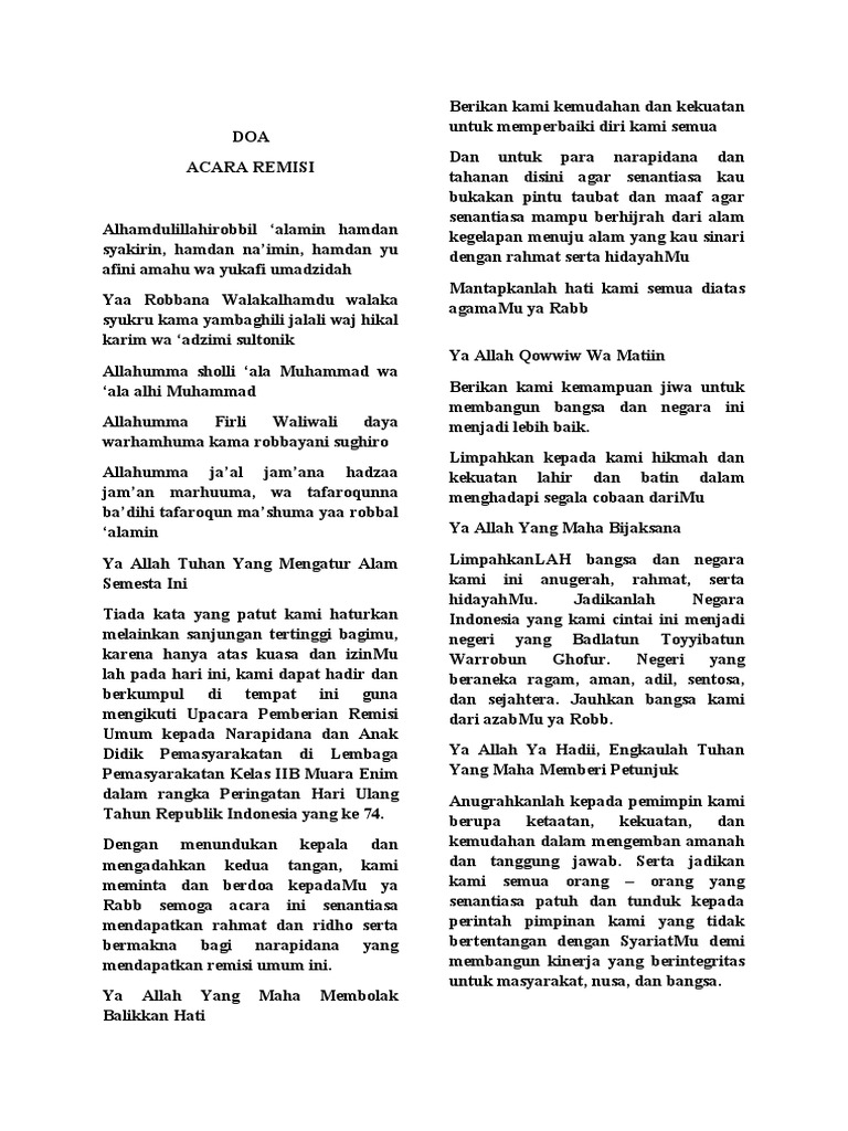 Doa Acara Remisi | PDF | Agama & Spiritualitas