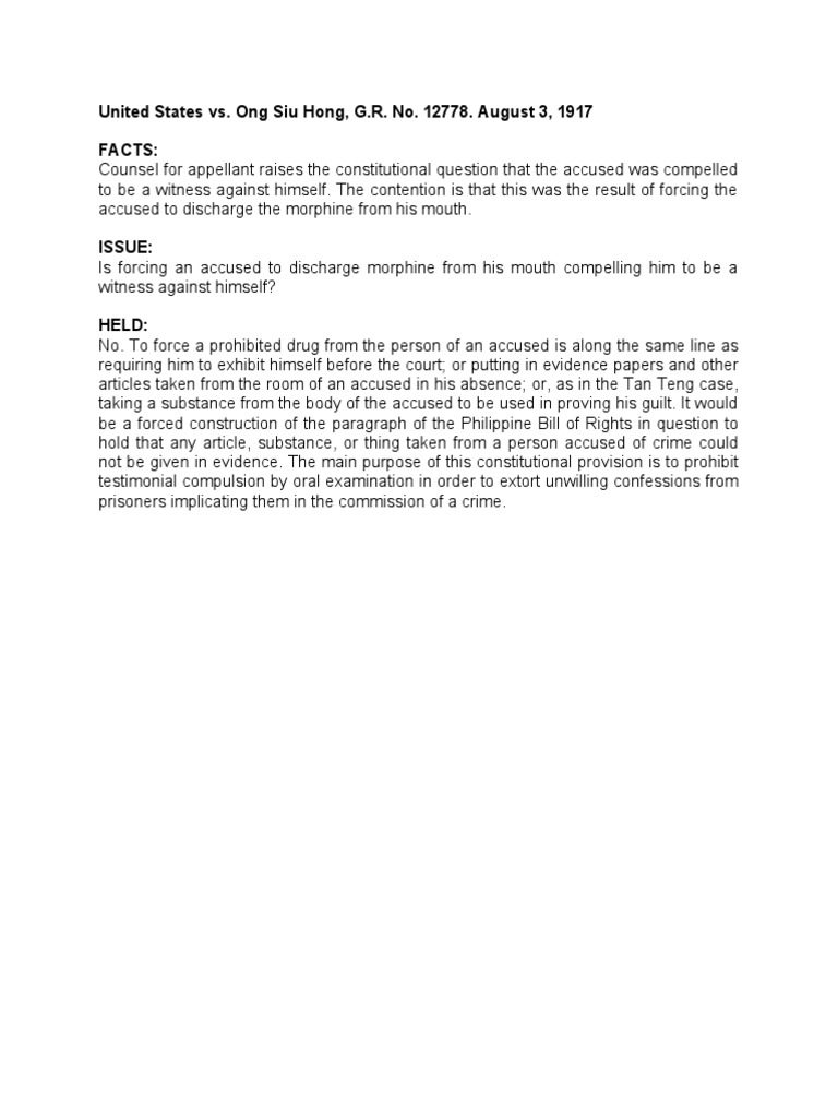 Self-Incrimination in Drug Case | PDF | Social Science