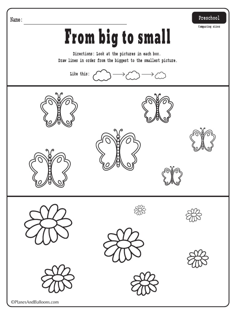 Big To Small Preschool Worksheets PDF | PDF