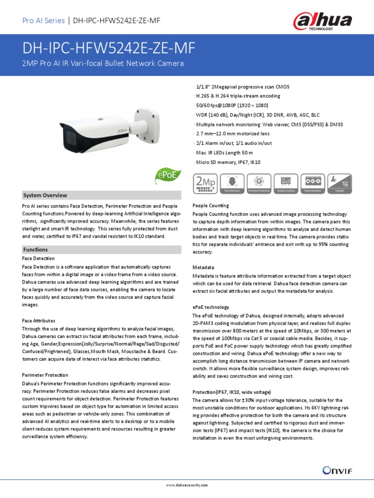 DH IPC HFW5242E ZE MF - Datasheet - 20191015 | PDF | Deep Learning ...