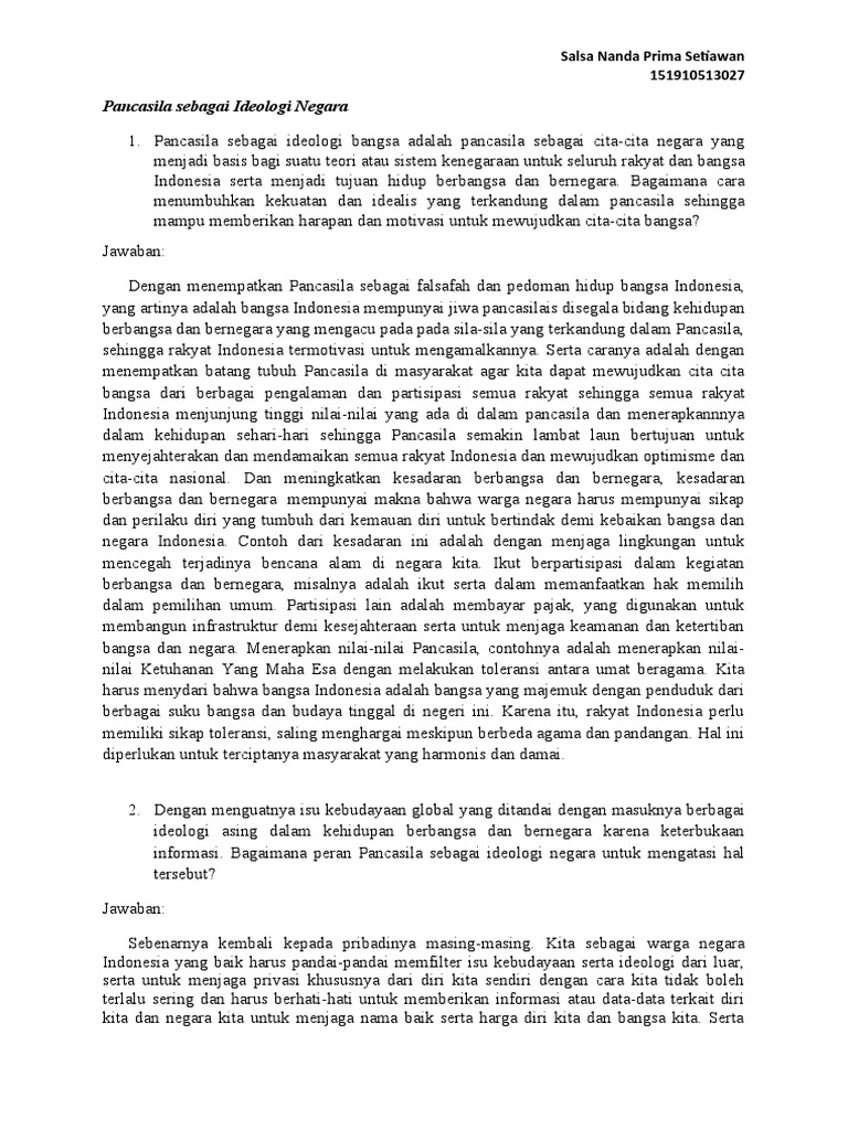 Memahami Ideologi Pancasila untuk Generasi Milenial | PDF