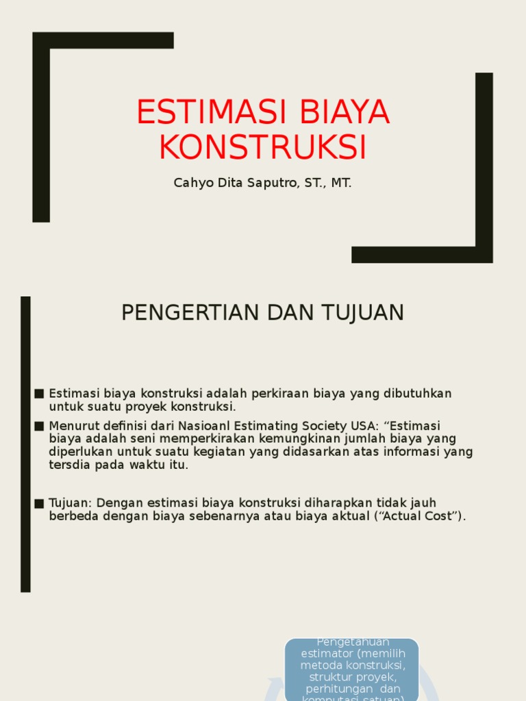 Estimasi Biaya Konstruksi: Panduan Lengkap | PDF