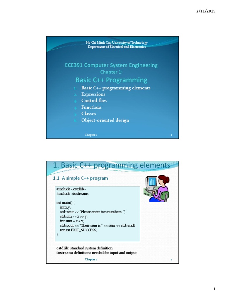 2019 ECE391 Ch1 Basic C++ Programming PDF | PDF | Array Data Structure | Pointer (Computer ...
