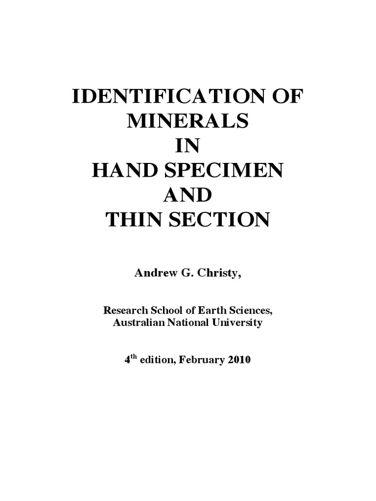 Identification of Minerals in Handspecimen and Thin Sections | PDF ...