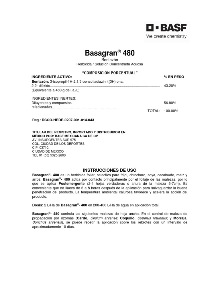 Ficha Técnica - Basagran® 480 | PDF | Botánica | Plantas