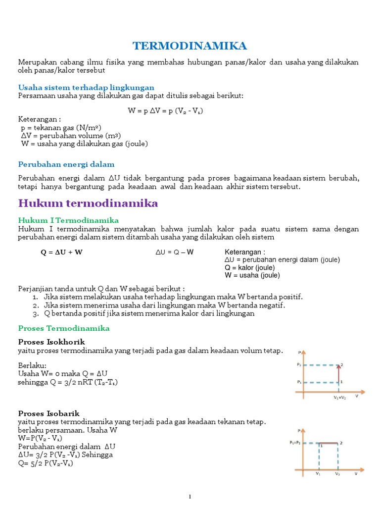 Rangkuman Dan Latihan Termodinamika | PDF | Teknologi & Rekayasa