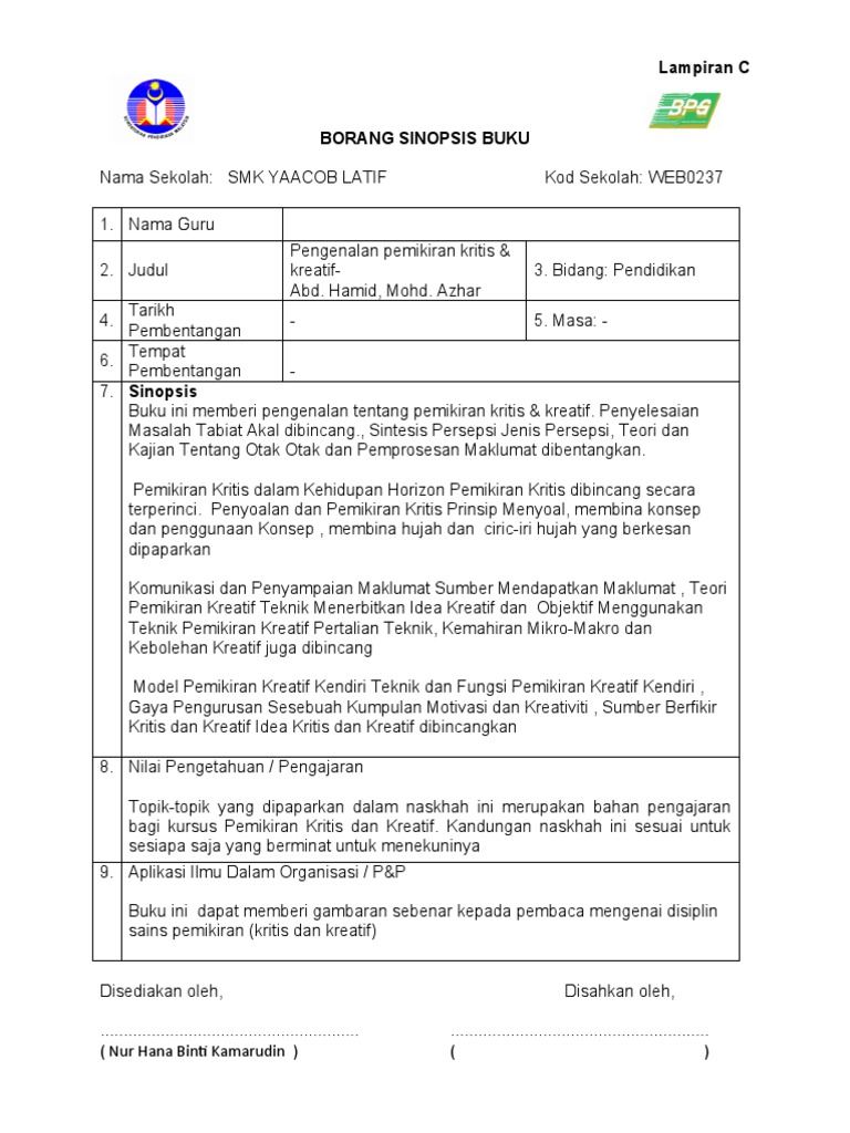 Contoh Sinopsis Buku Untuk LADAP | PDF