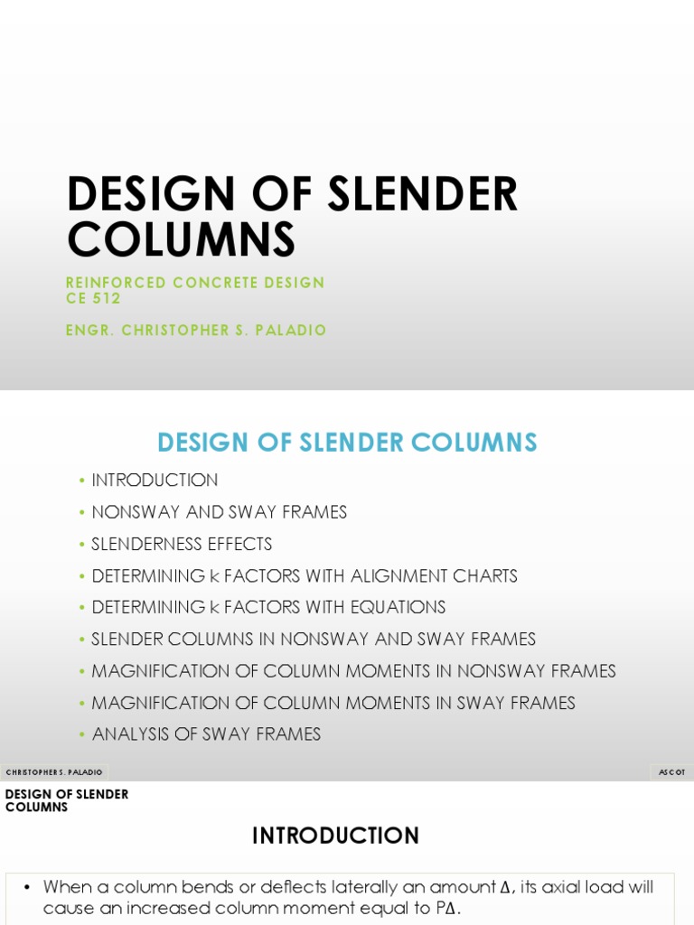 Slender Column Design Principles | PDF | Buckling | Column