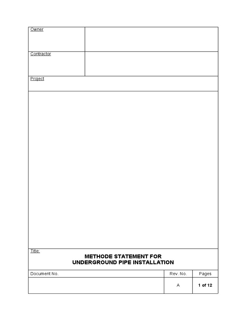 MS-PI-005 Underground Pipe Installation (Blank Project) | PDF | Pipe ...