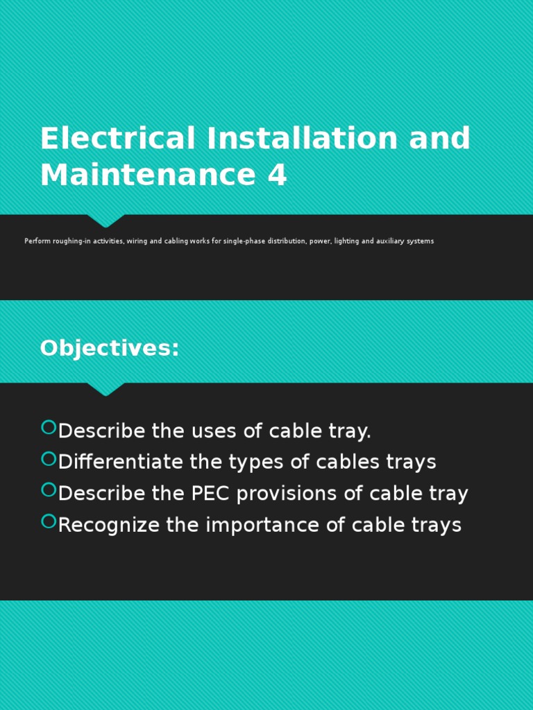 EIM 4 Lesson 2 Cable Tray | PDF | Electrical Wiring | Wire
