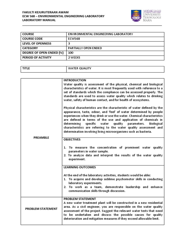 Water Quality Mini Project (Level 3) | PDF | Water Quality | Experiment
