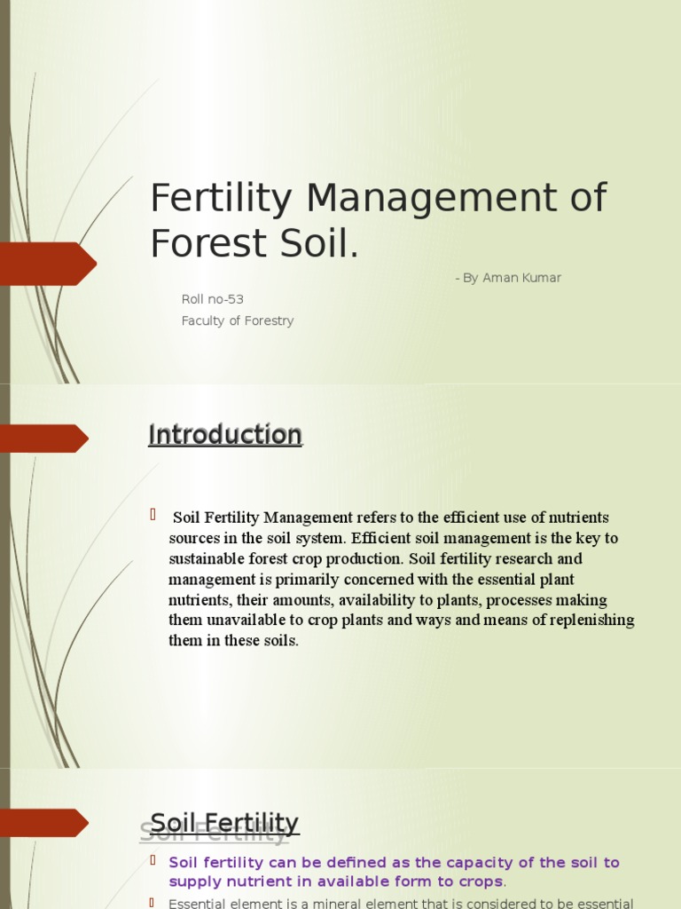 Forest Soil Fertility Management Guide | PDF | Soil Fertility | Soil
