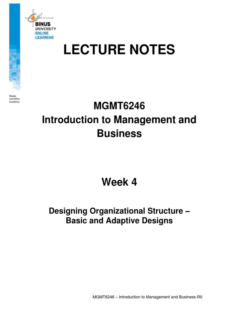 LN4-Designing Organizational Structure-Basic and Adaptive Designs | PDF