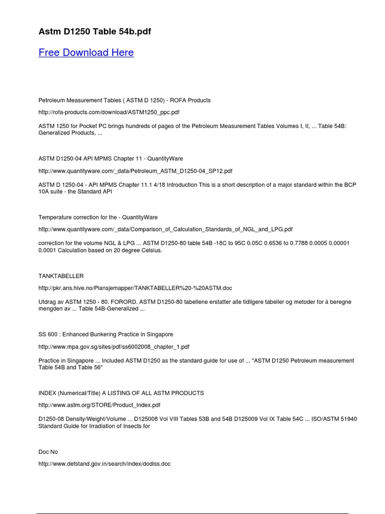 Dokumen - Tips - Astm d1250 Table 54b Measurement Tables Astm D 1250 Api Mpms Chapter 111 | PDF ...