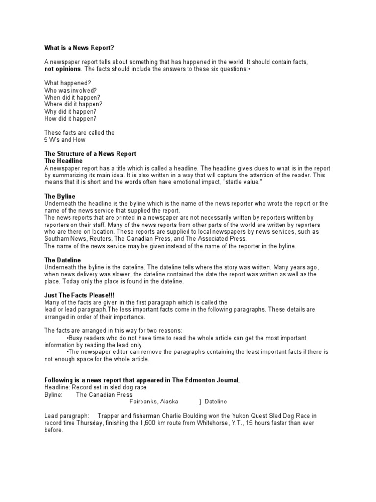 What Is A News Report | PDF | News | Journalism