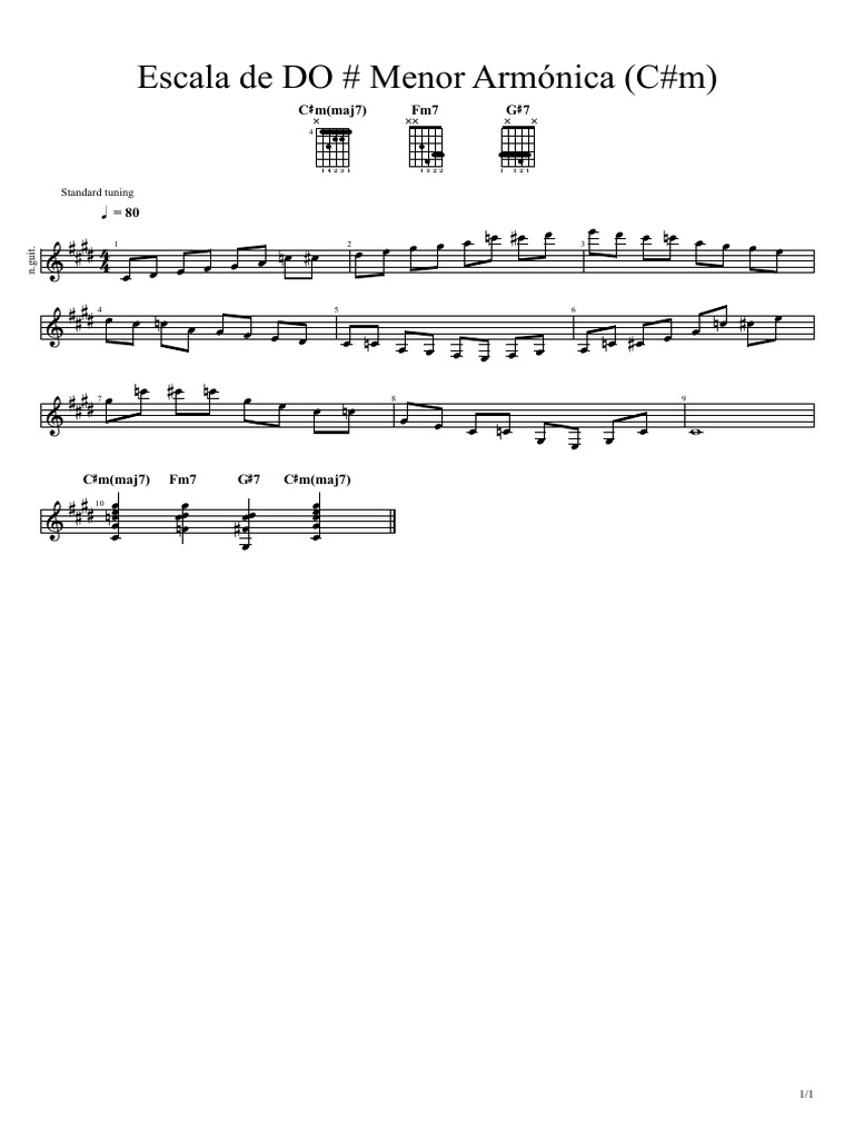 C# Minor Harmonic Scale Guide | PDF