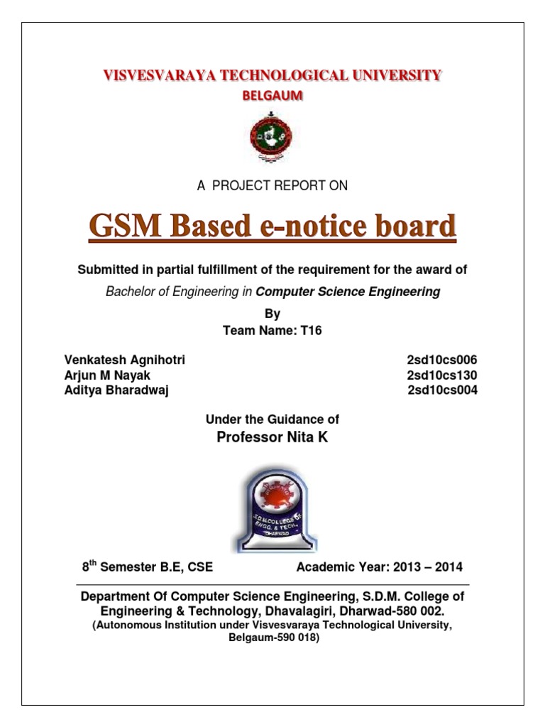 GSM Based E-Notice Board Project Report PDF | PDF | Embedded System ...