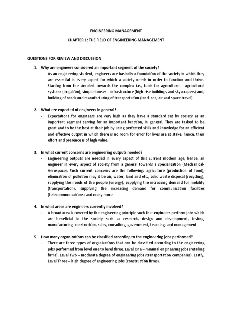 Chapter 1 Engineering Management | PDF | Engineer | Engineering
