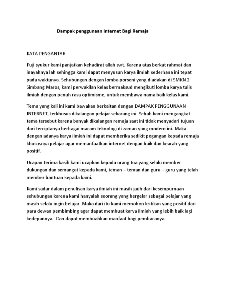 Dampak Penggunaan Internet Bagi Remaja | PDF | Komputer