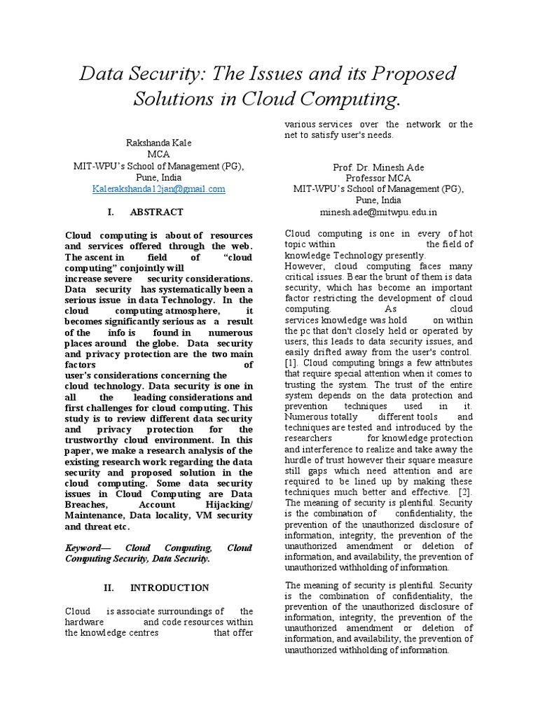 Data Security | PDF | Cloud Computing | Information Security