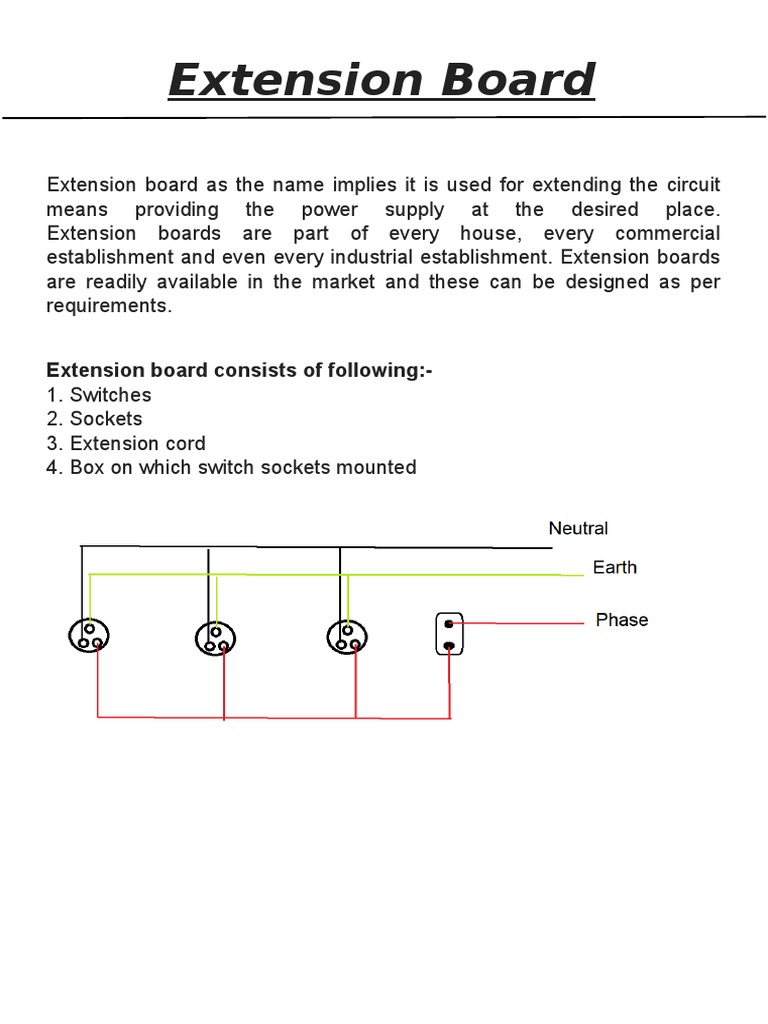 Extension Board | PDF | Ac Power Plugs And Sockets | Electrical Wiring
