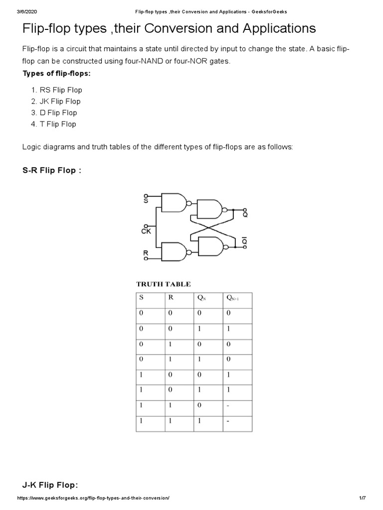 Flip-Flop Types, Their Conversion and Applications | PDF | Computer ...