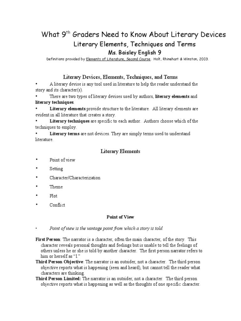 Literary Devices | PDF | Plot (Narrative) | Narration